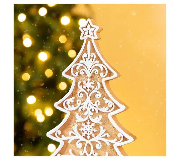 GLITZHOME 15'h Resin Christmas Tree Table Decor