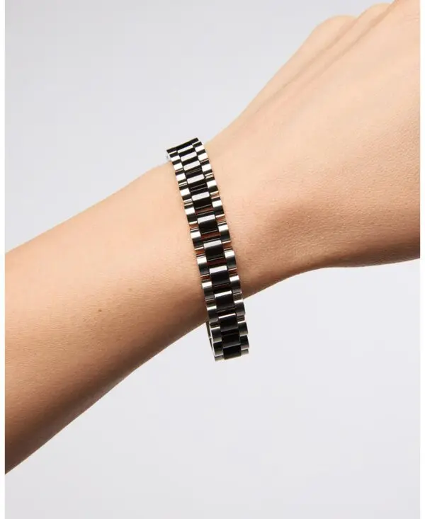 ANA LUISA Ora Ceramic And Stainless Steel Link Bracelet - Silver