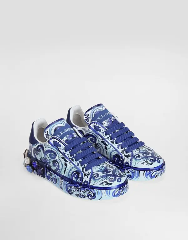 Dolce & Gabbana Majolica-print Portofino Sneakers - Multicolor