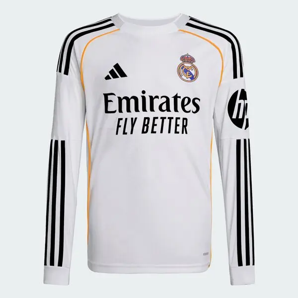 Adidas Real Madrid 25/26 Home Long Sleeve Jersey - White / Soccr-rms-s2r