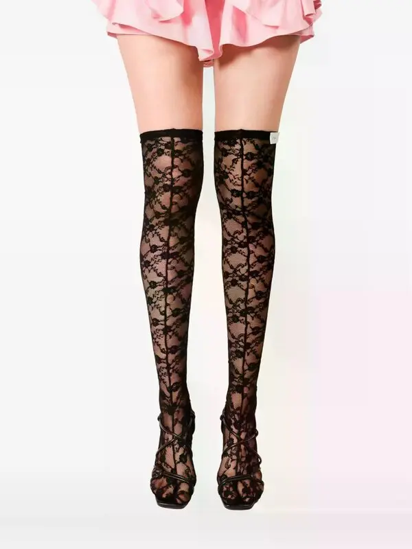 IOANA CIOLACU Brody Lace-patterned Stockings - Black