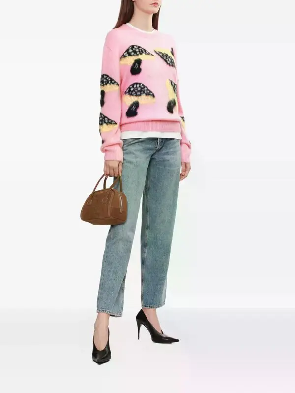 MSGM Mushroom-print Crew Neck Sweater