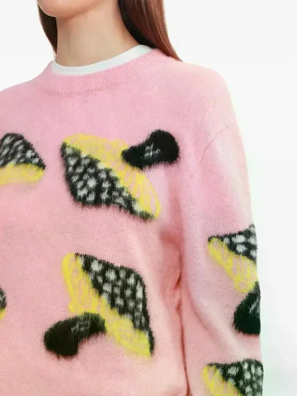 MSGM Mushroom-print Crew Neck Sweater