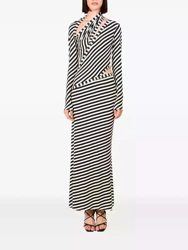 IOANA CIOLACU Diagonal-stripe Cut-out Maxi Dress