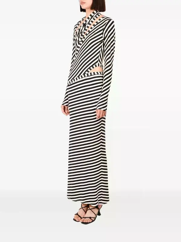 IOANA CIOLACU Diagonal-stripe Cut-out Maxi Dress