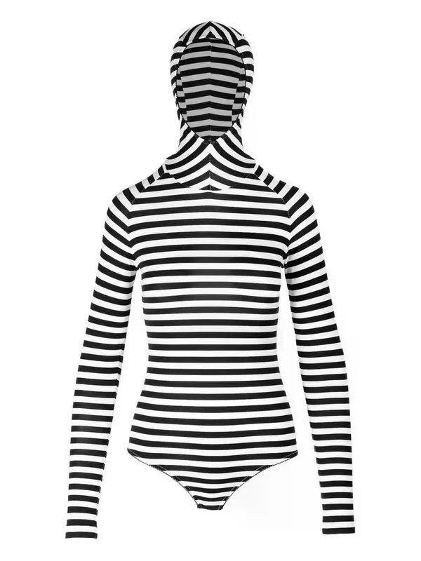 IOANA CIOLACU Striped Hooded Bodysuit - Blue