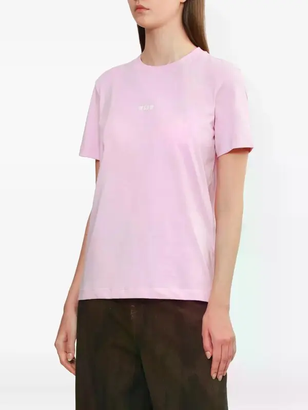 MSGM Logo-print Cotton T-shirt - Pink
