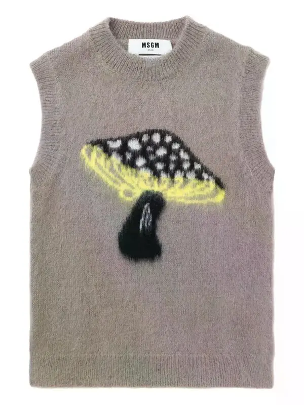 MSGM Mushroom-print Vest - Grey