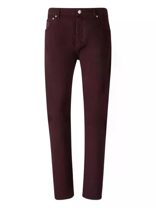 Brunello Cucinelli Embroidered Pocket Straight Leg Jeans - Red