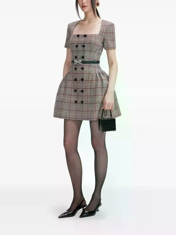 SELF-PORTRAIT Checked Mini Dress