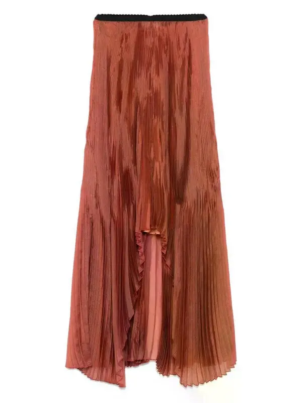 FORTE_FORTE Pleated Asymmetric Skirt - Brown