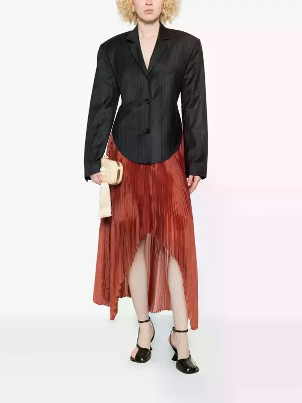 FORTE_FORTE Pleated Asymmetric Skirt - Brown