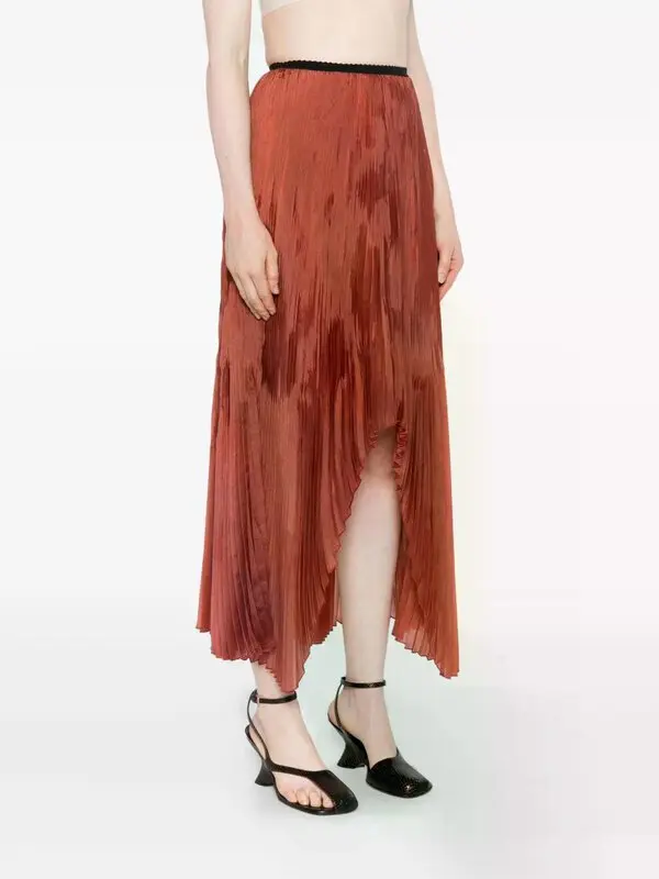 FORTE_FORTE Pleated Asymmetric Skirt - Brown