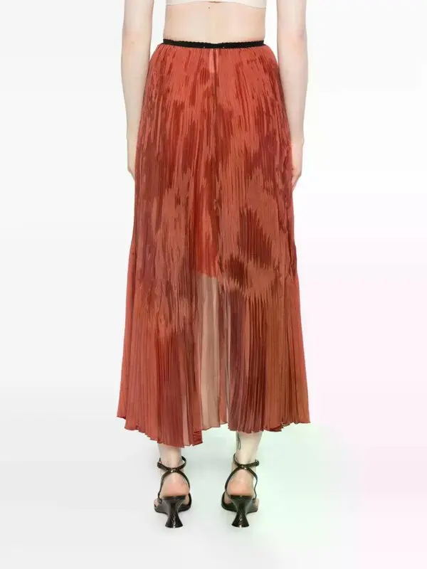 FORTE_FORTE Pleated Asymmetric Skirt - Brown