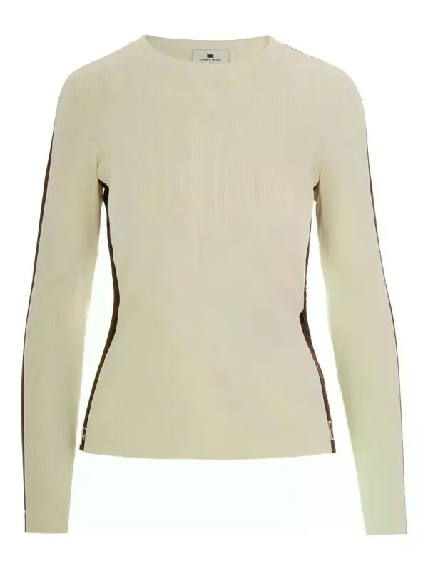 Elisabetta Franchi Side-stripe Ribbed Top - White