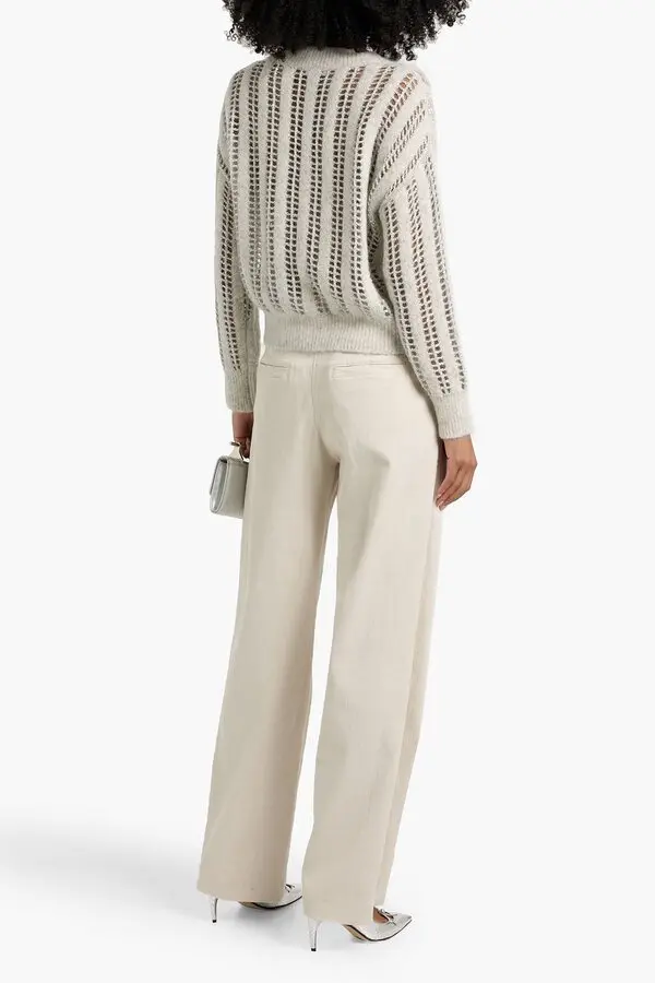 Brunello Cucinelli High-rise Wide-leg Jeans - Ecru
