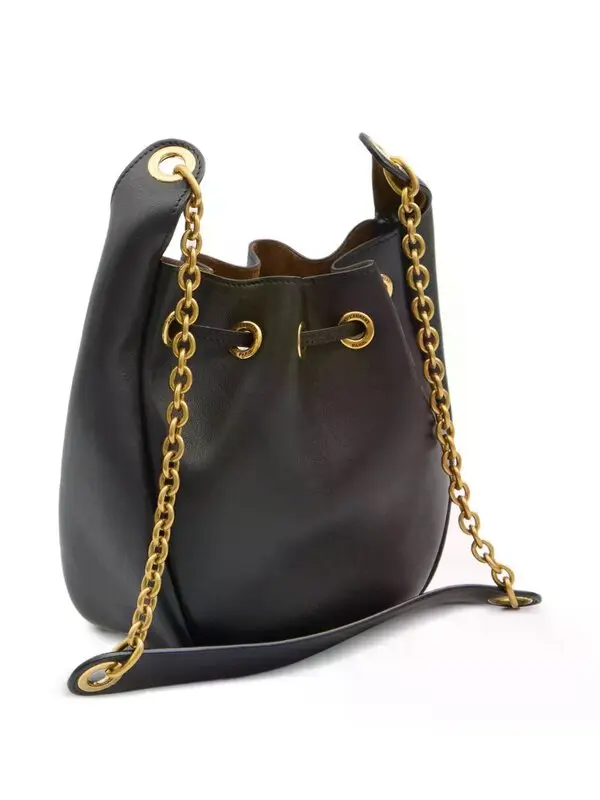 Saint Laurent Cassandre Drawstring Leather Shoulder Bag - Black