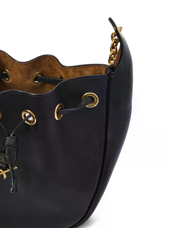 Saint Laurent Cassandre Drawstring Leather Shoulder Bag - Black