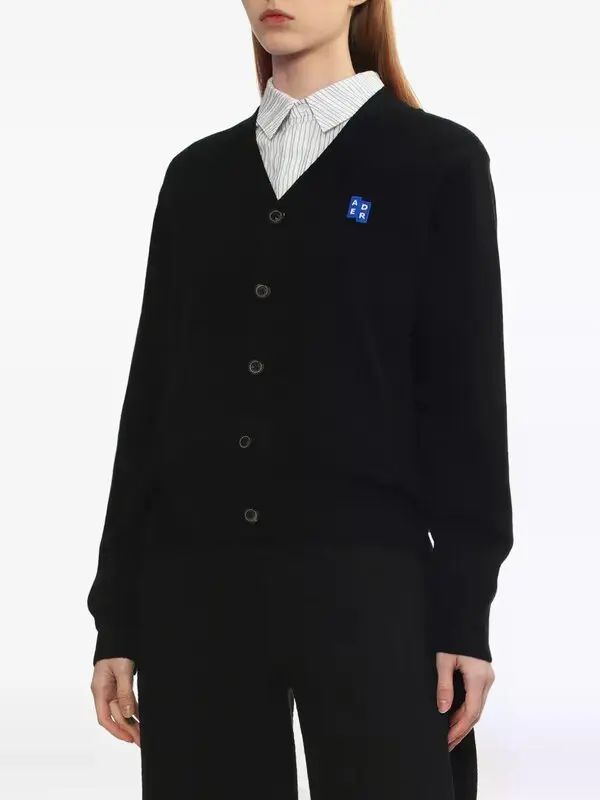 ADER ERROR Buttoned Cardigan With Logo Plaque - Black