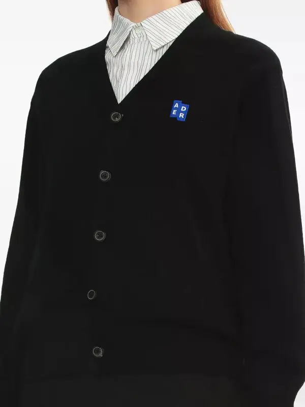 ADER ERROR Buttoned Cardigan With Logo Plaque - Black