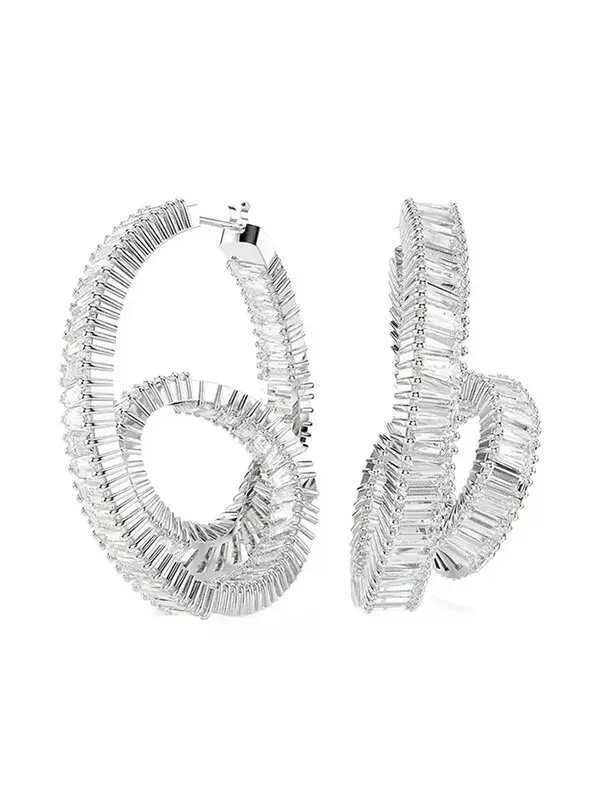 SWAROVSKI Matrix Baguette-cut Hoop Earrings - Silver