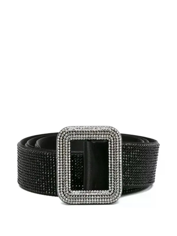 Benedetta Bruzziches Crystal-embellished Buckle Belt - Black