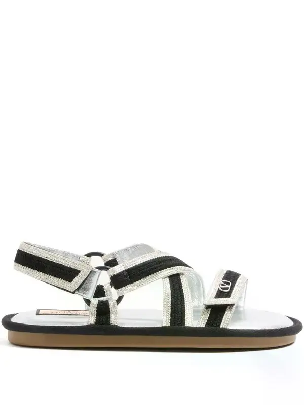 Valentino Garavani Lake Powell Embroidered Sandals - Silver