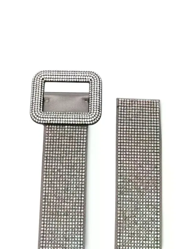 Benedetta Bruzziches Crystal-embellished Buckle Belt - Silver