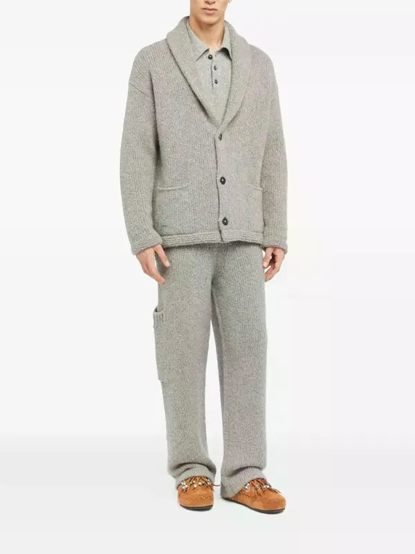 Alanui Shawl Collar Button Cardigan In Wool-cashmere Blend - Grey