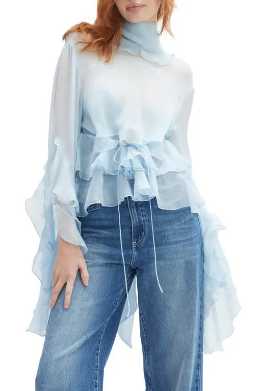 Bardot Anyssa Ruffle Tie Back Top - Soft Blue