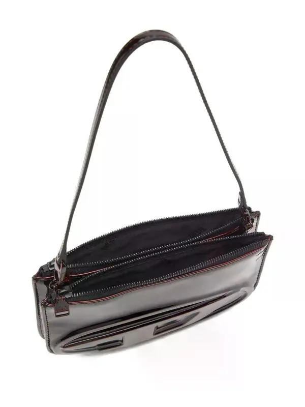 DIESEL® 1dr Twin Patent-leather Shoulder Bag - Black