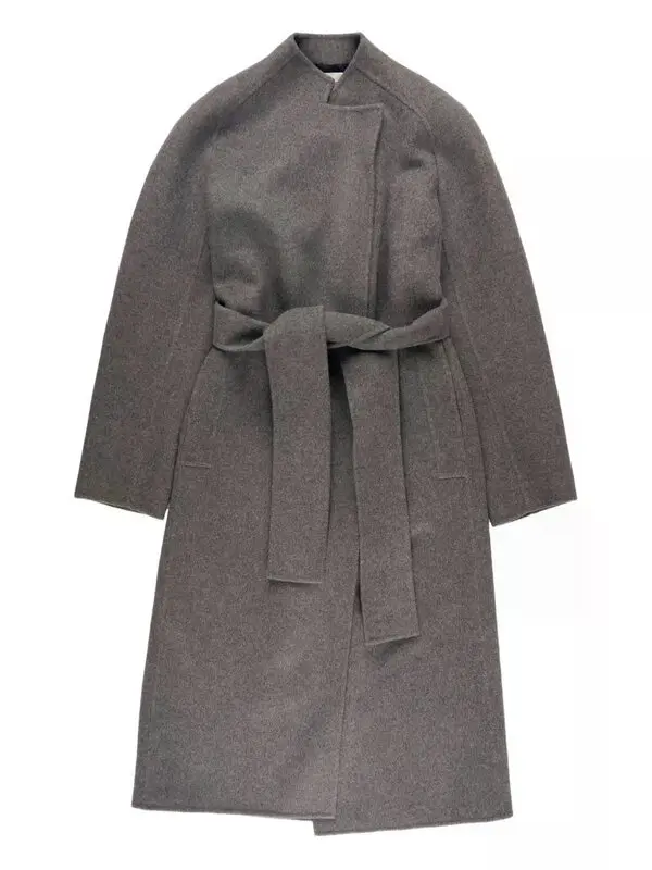 Khaite Belted Single-breasted Wool Coat - Grey