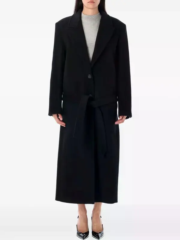 Attico Wool-blend Belted Coat - Black
