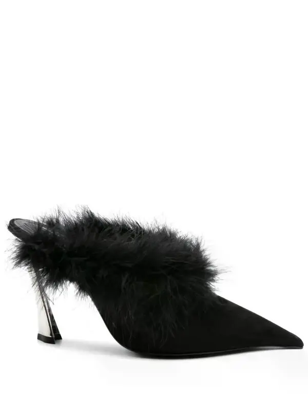 MUGLER 110mm Feather-trim Mules