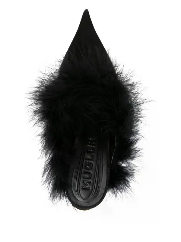 MUGLER 110mm Feather-trim Mules