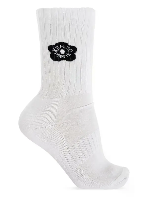 Kenzo Boke Flower-logo Ribbed Socks - White