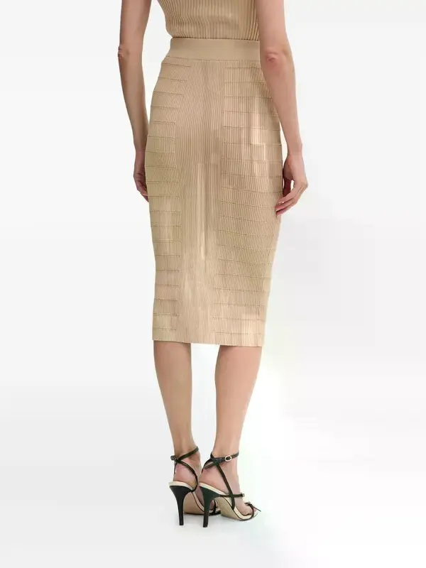 Guess Ribbed Button-detail Midi Skirt - Neutrals