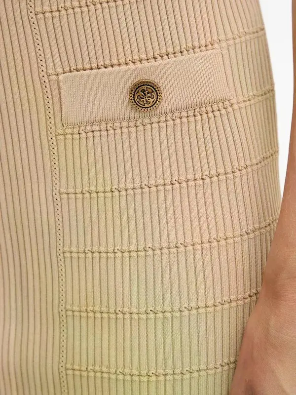 Guess Ribbed Button-detail Midi Skirt - Neutrals