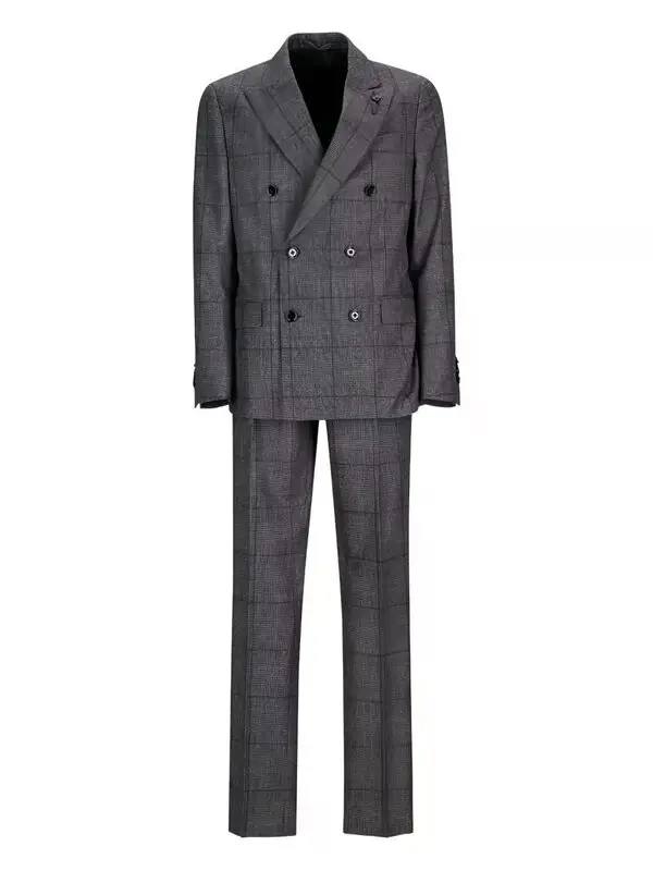 LARDINI Double-breasted Checked Suit