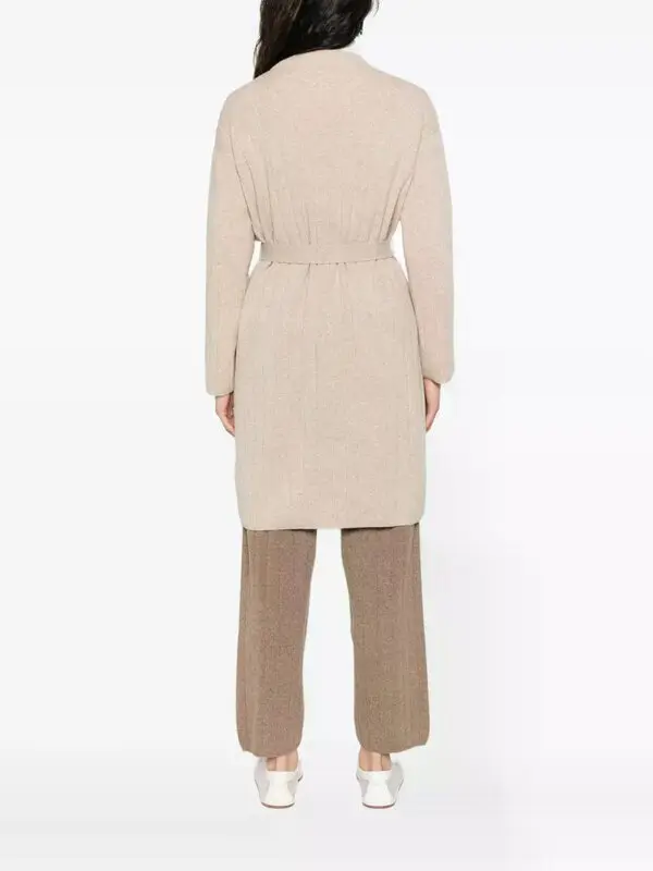 Max Mara Ribbed Belted Cardigan - Neutrals