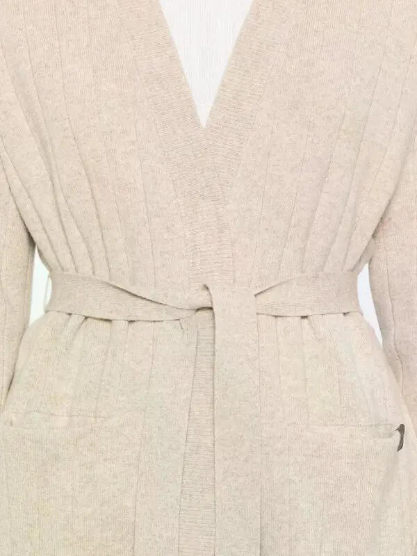 Max Mara Ribbed Belted Cardigan - Neutrals