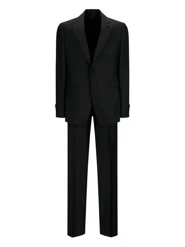 LARDINI Cotton Single-button Suit - Black