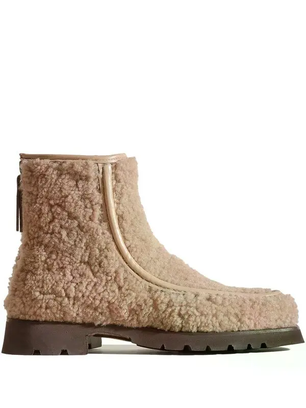 Hereu Armenta Shearling Zip Boots - Neutrals