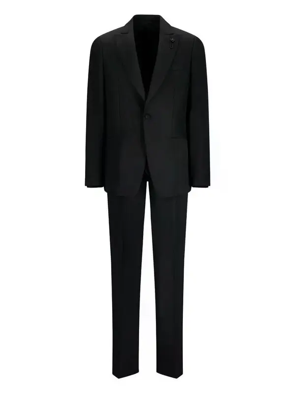 LARDINI Cotton Single-button Suit - Black