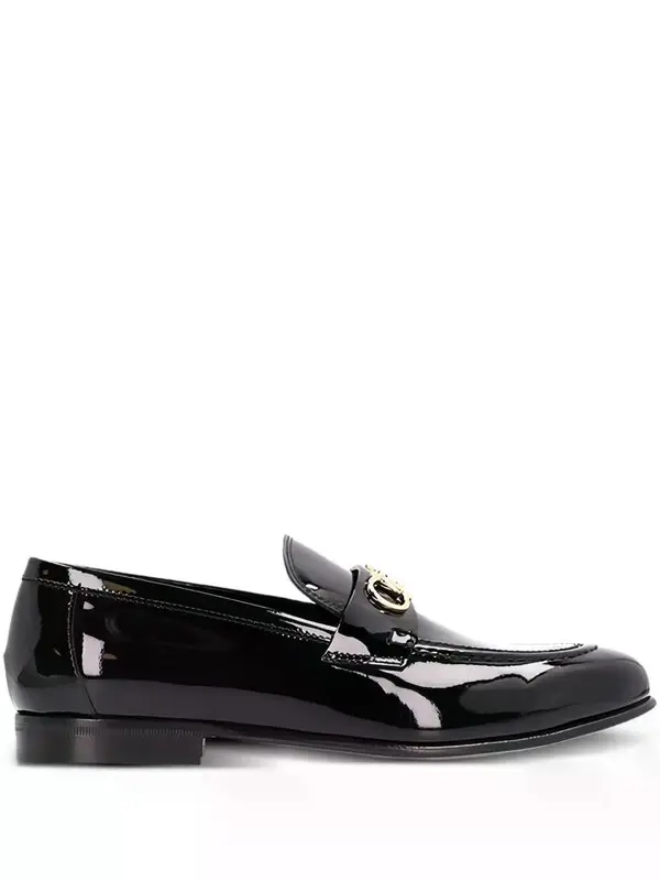 FERRAGAMO Gancini Patent-leather Loafers - Black