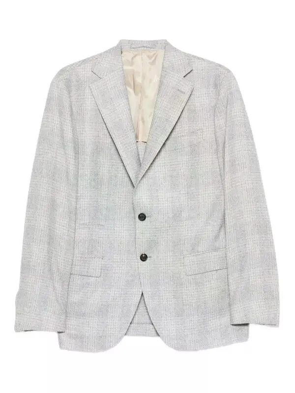 Eleventy Checked Single-breasted Blazer - Grey
