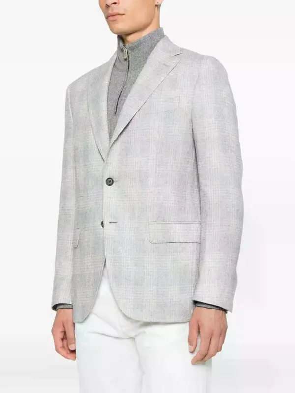 Eleventy Checked Single-breasted Blazer - Grey