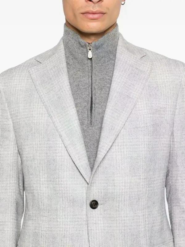 Eleventy Checked Single-breasted Blazer - Grey