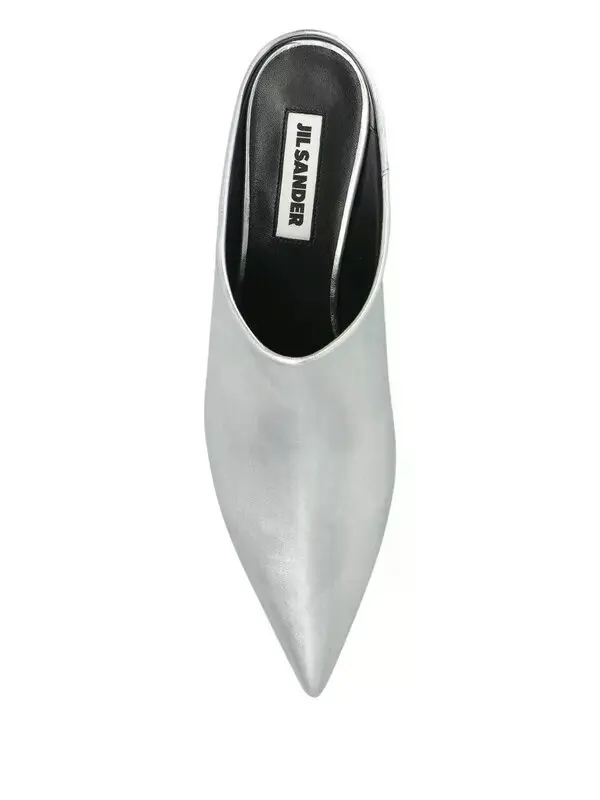 JIL SANDER Metallic-leather Pointed-toe Mules - Silver