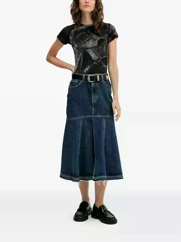 Hugo Flared Denim Midi Skirt
